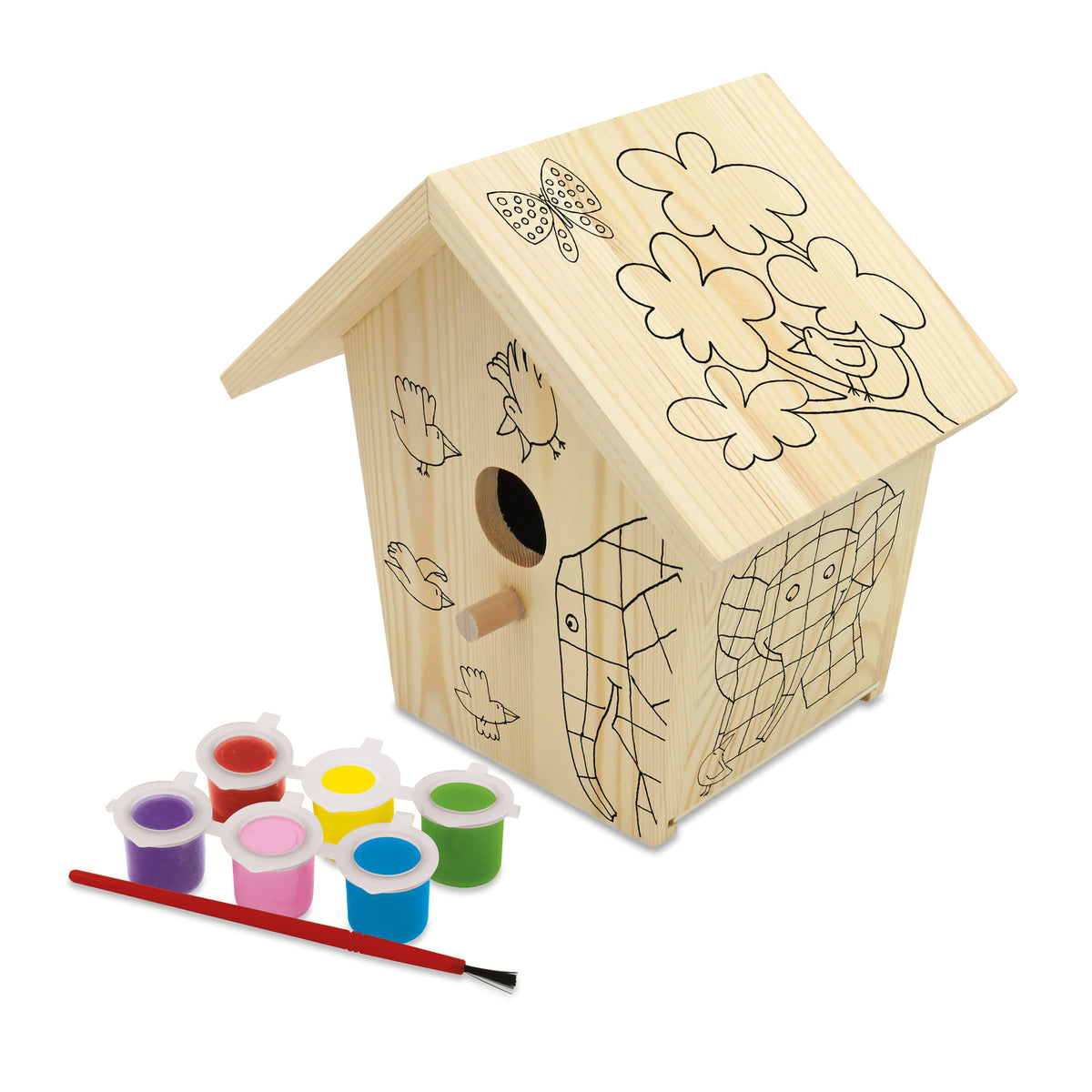 Elmer Paint Your Own Bird House - Children's Craft Kit with Paints ...