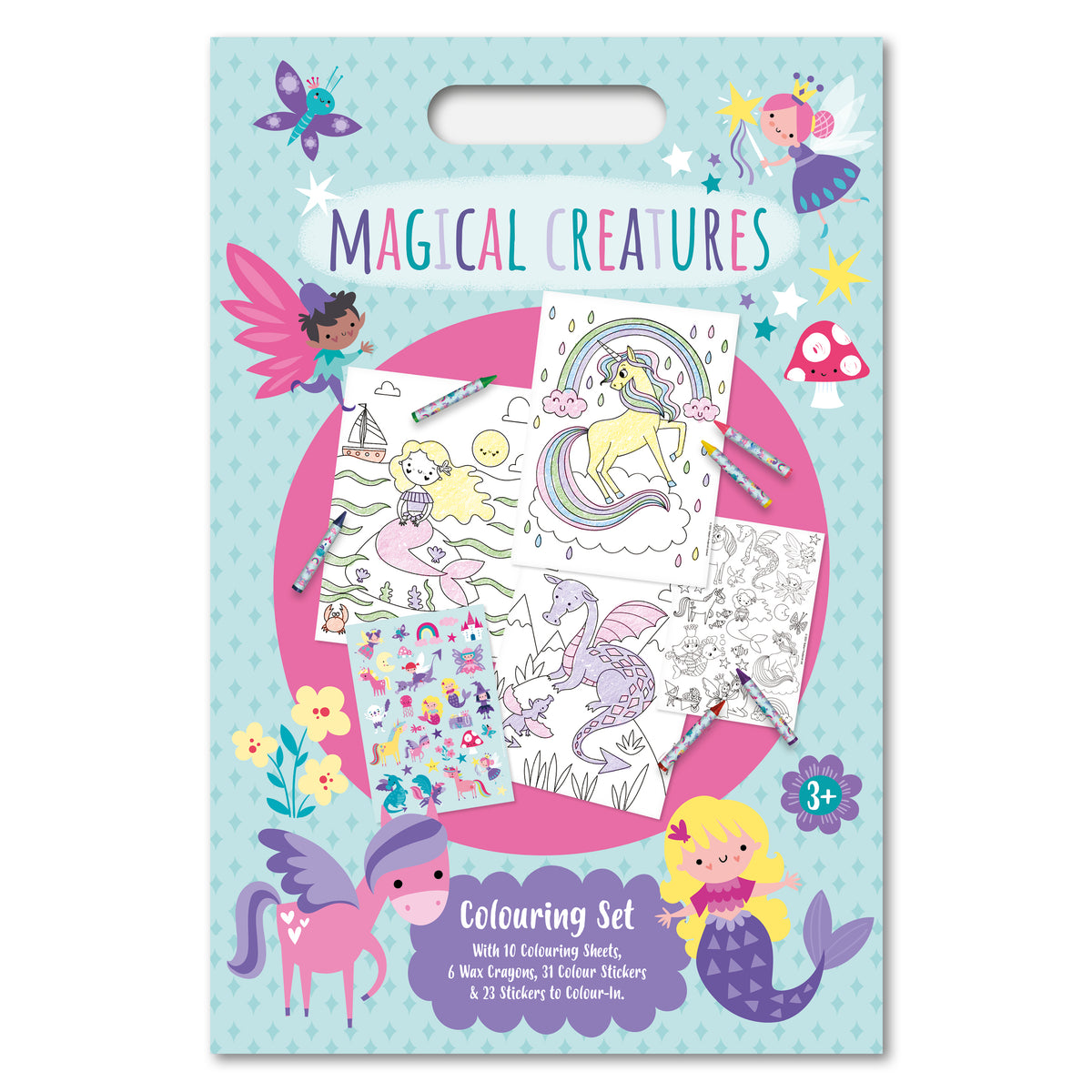 Magical Creatures Children's Colouring Set - Includes Crayons and Stic ...
