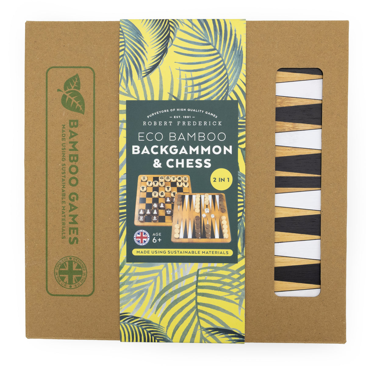Bamboo Backgammon & Chess Double Set - Made Using Sustainable Material ...