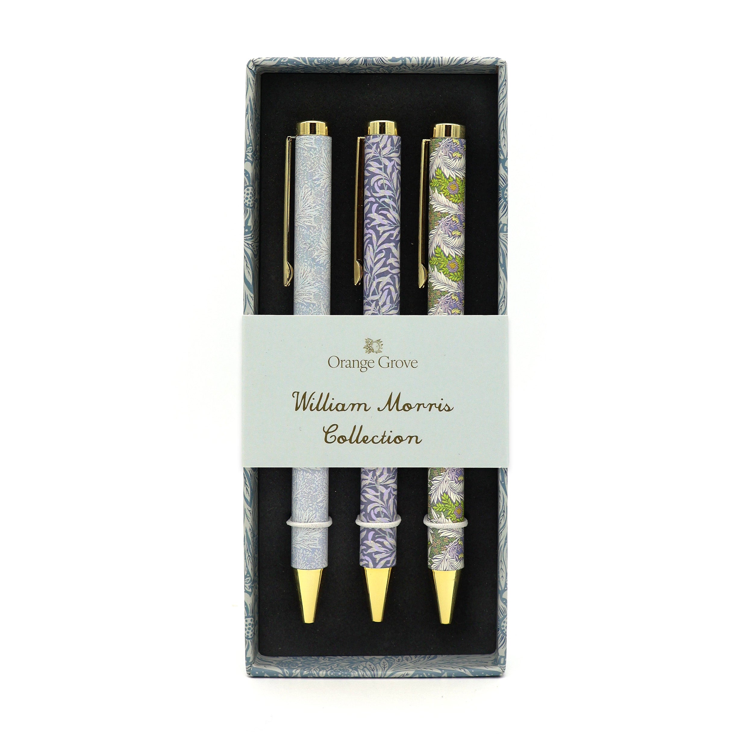 William Morris Mixed Design Ballpoint Pens in Gift Box Set of 3 Pens